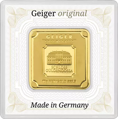 Geiger Square in Capsule 10g Gold Bar