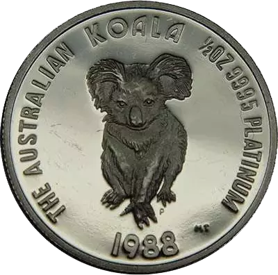 Perth Mint 1988 Platinum koala 1/2 oz Coin