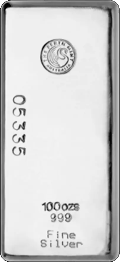 Perth Mint 100 oz Cast Bar Silver Bar - Bullion Store
