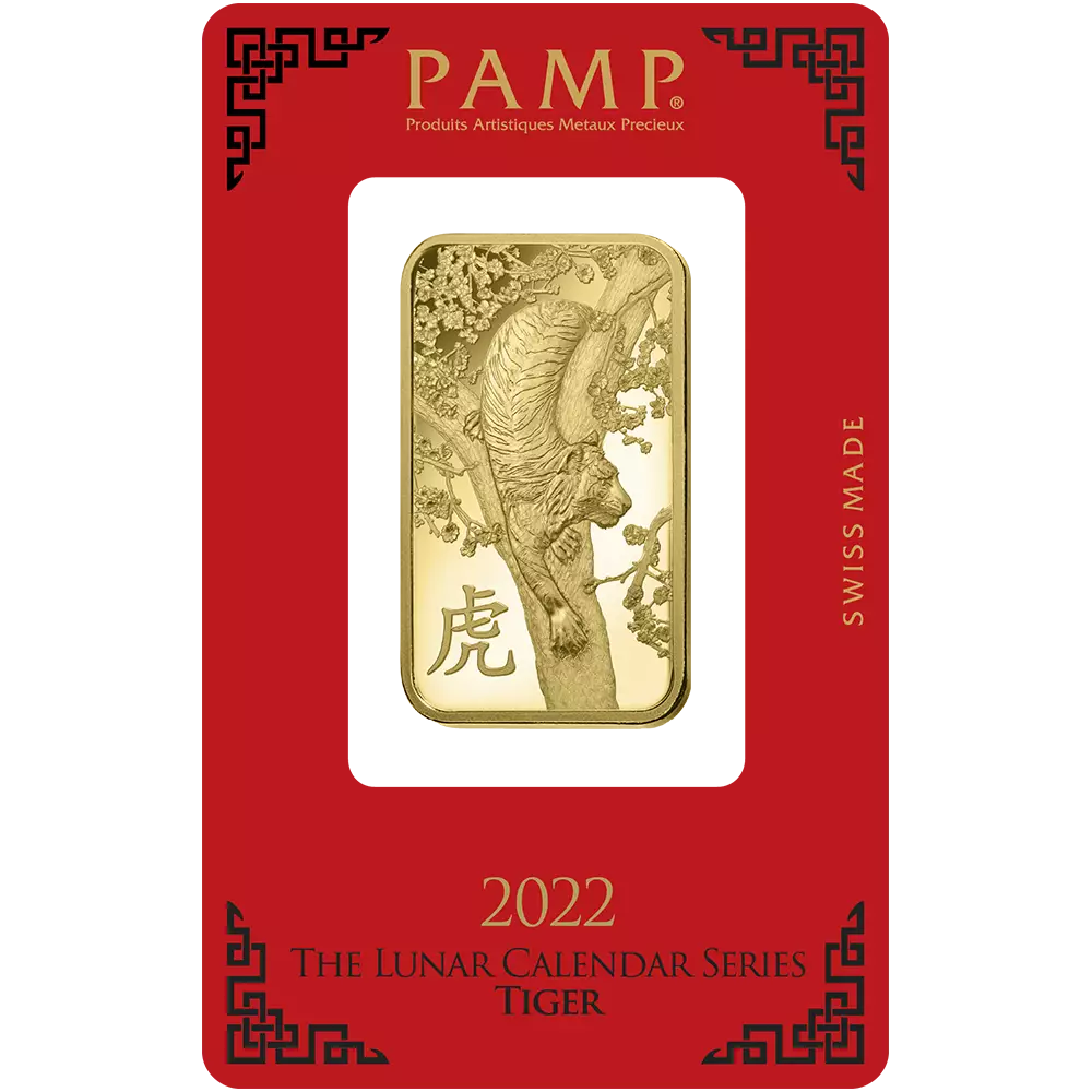 PAMP Lunar Tiger Gold Minted 1 oz Bar - Bullion Store